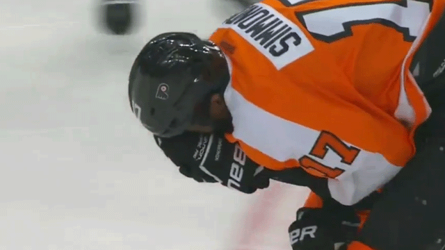 Gotta See It: Simmonds takes puck to face, scores