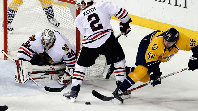 Emery stops 20, Blackhawks blank Predators