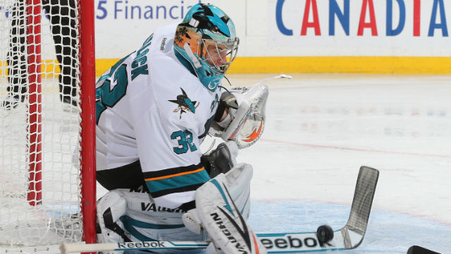 Sharks’ Stalock stones Sens in first NHL start
