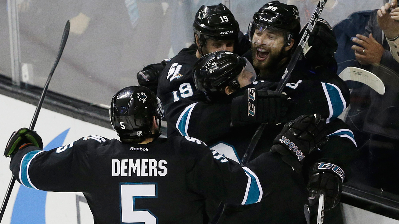 Thornton caps comeback as Sharks beat Pens