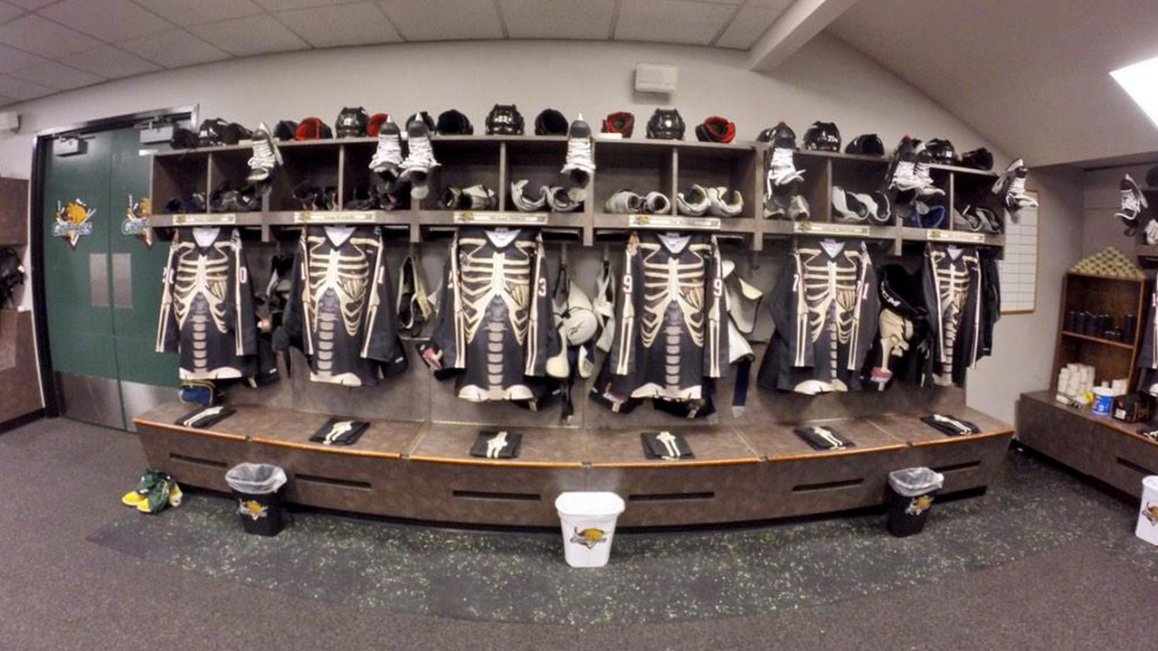 ECHL’s Grizzlies wear custom skeleton jerseys