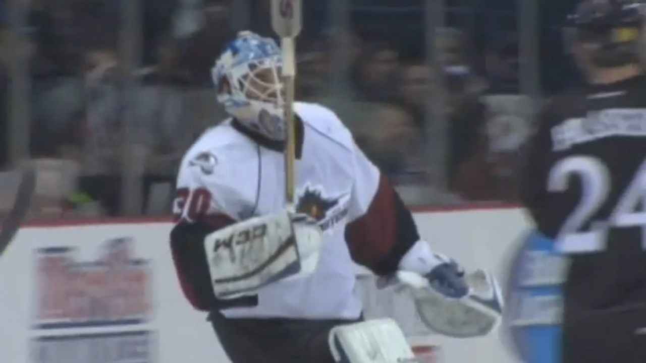 Ex-Flames goaltender Berra scores in AHL game