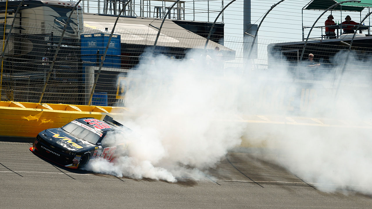Jamie Dick crashes at Charlotte Xfinity series