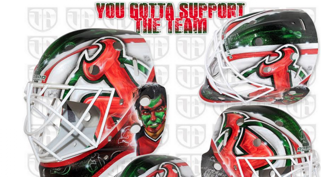 Devils goalie gets face-painted David Puddy Devils mask - Sportsnet.ca