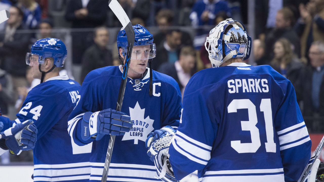 Sparks makes historic debut as Maple Leafs shut out Oilers