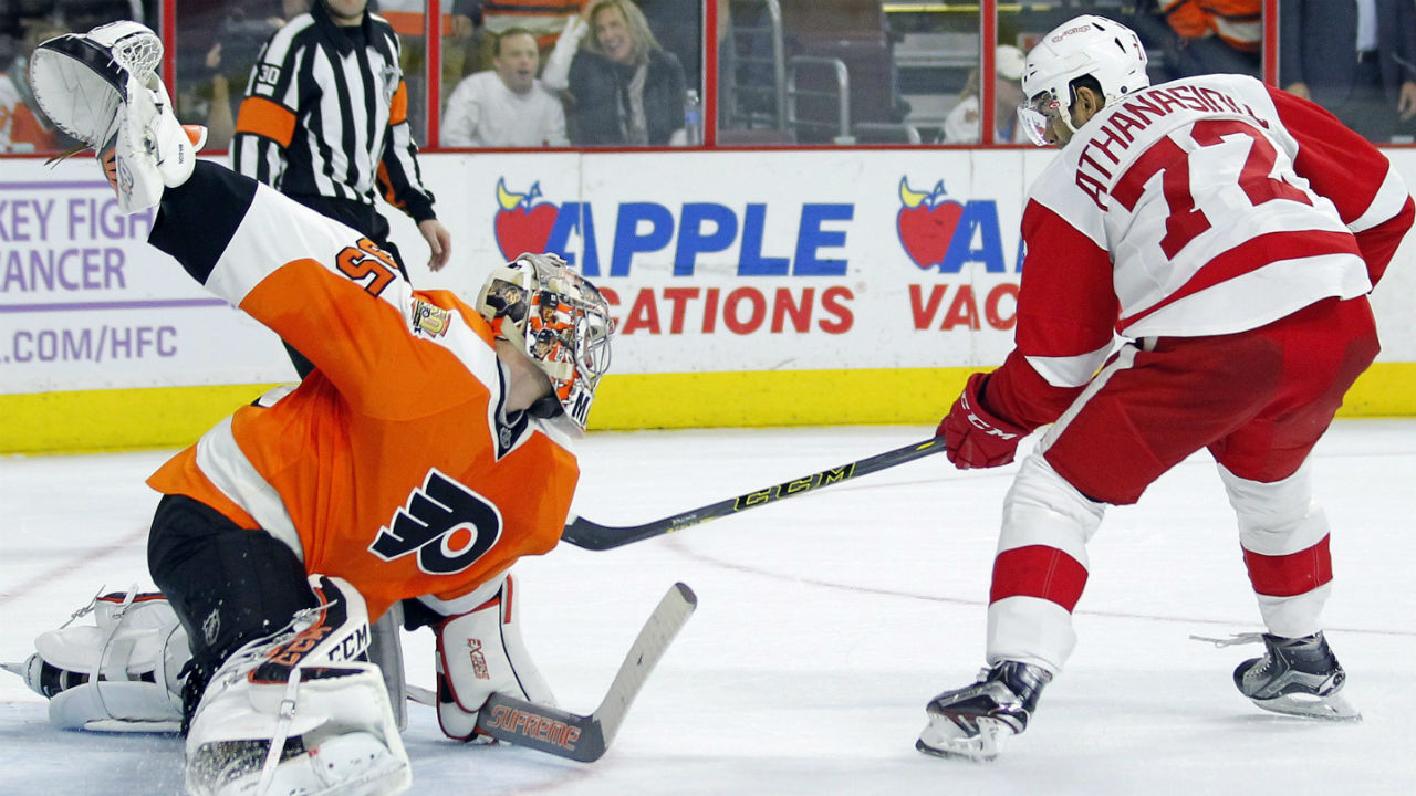 Athanasiou scores SO winner; Red Wings top Flyers