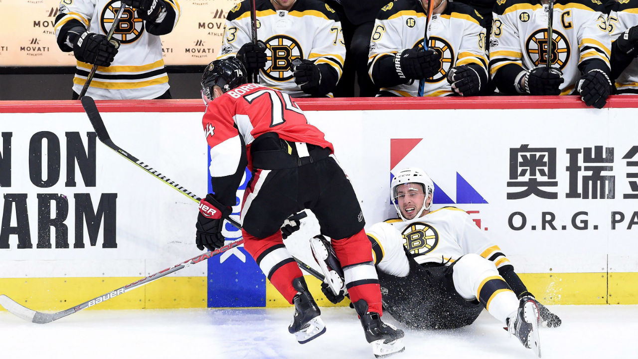 Senators’ Borowiecki suffers lower-body injury in Game 2 vs. Bruins