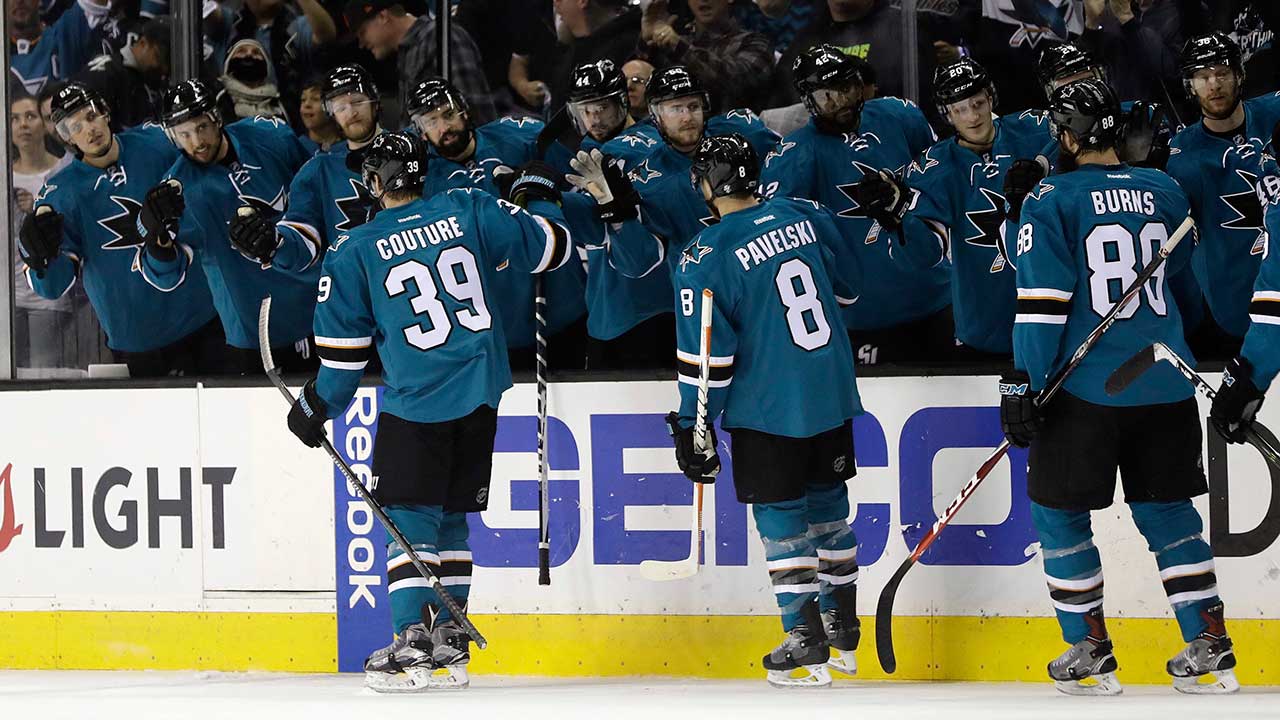 Sharks score four power-play goals to obliterate Oilers, even series