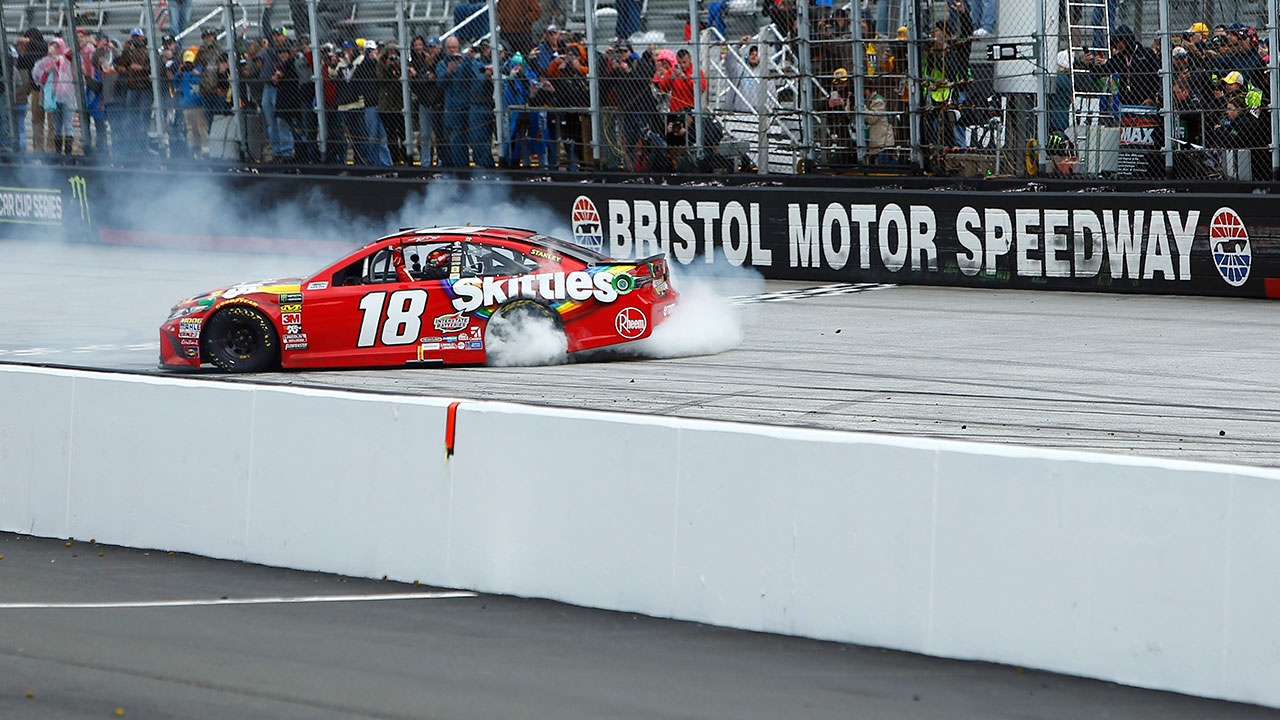 Kyle Busch passes Larson to win rain-delayed race at Bristol