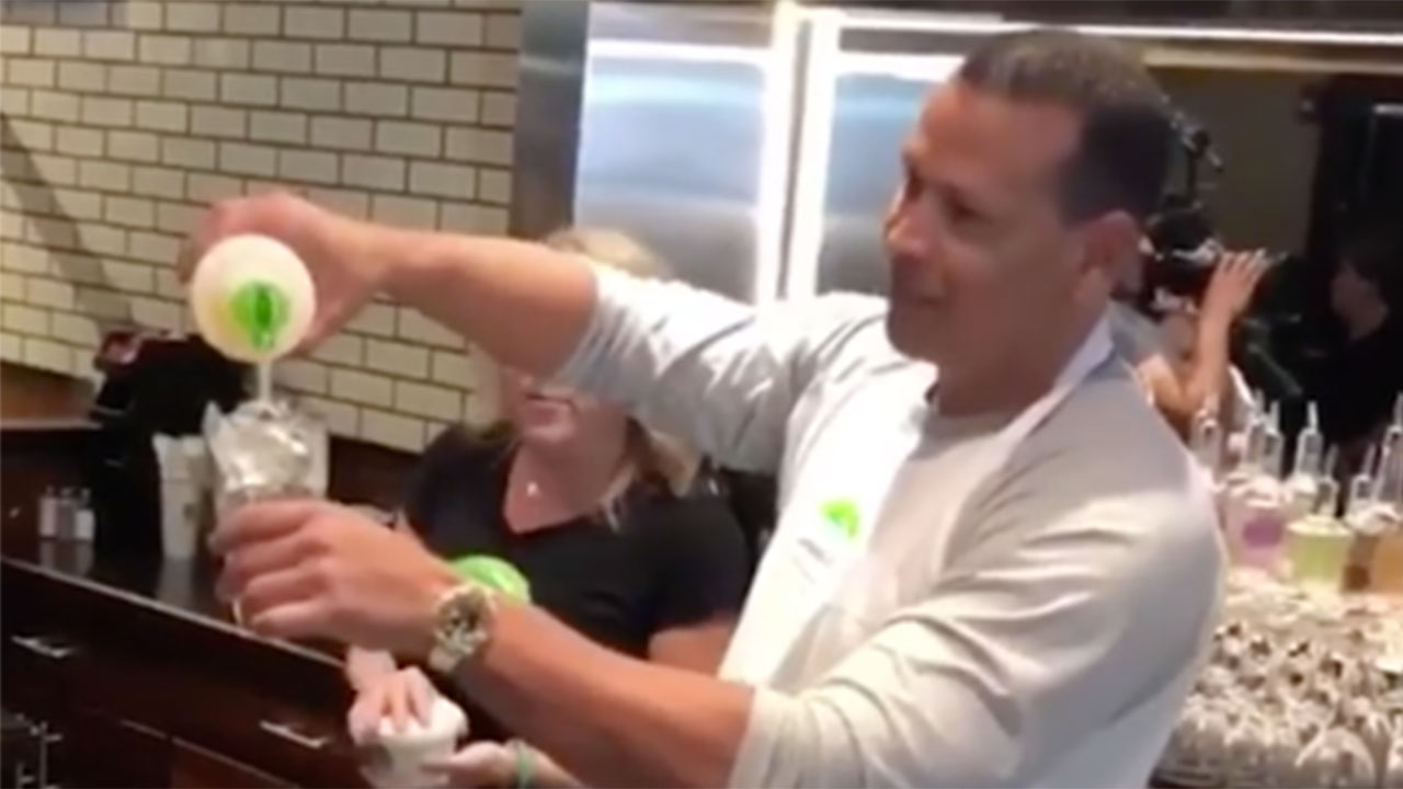 Watch: Alex Rodriguez pays off bet by working in burger restaurant