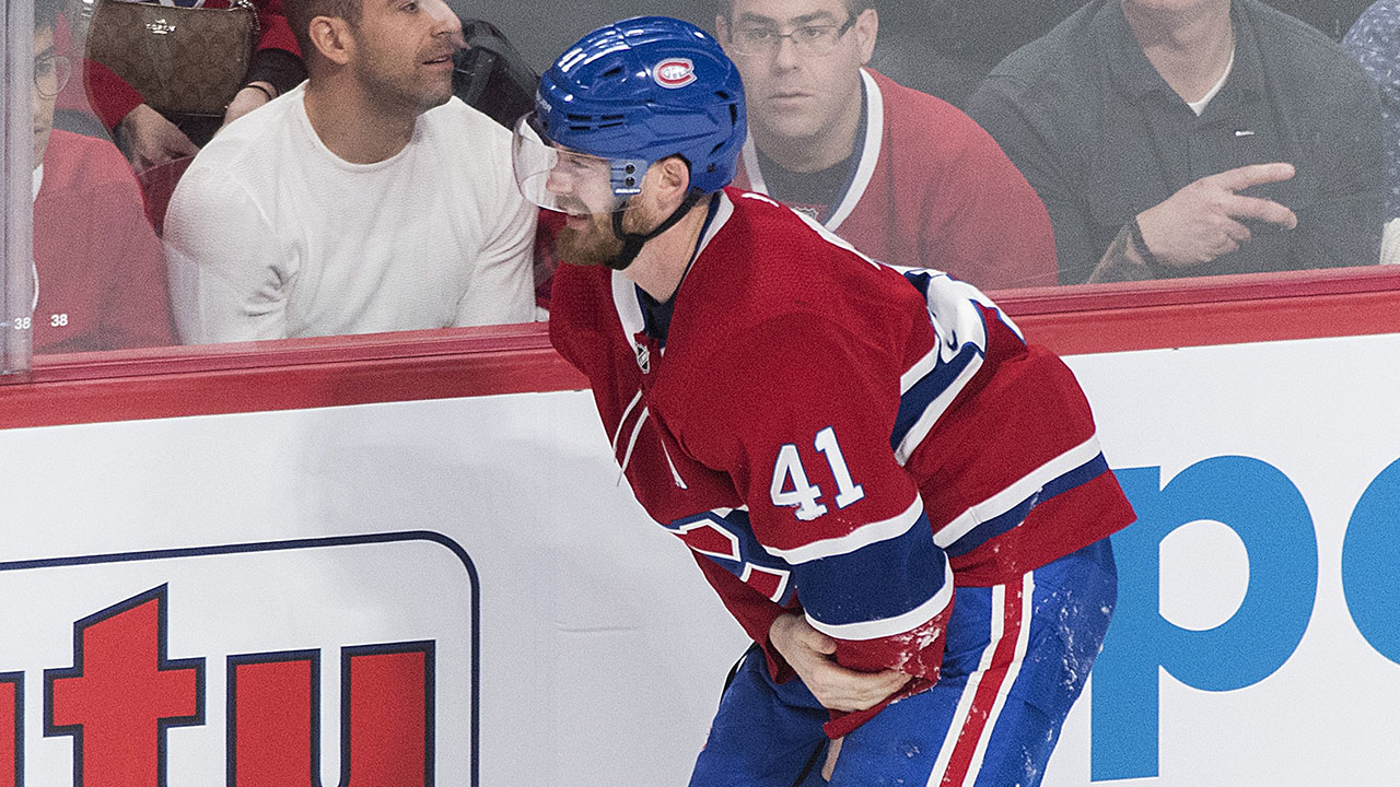 Canadiens’ Byron forced out of game vs. Oilers with upper-body injury