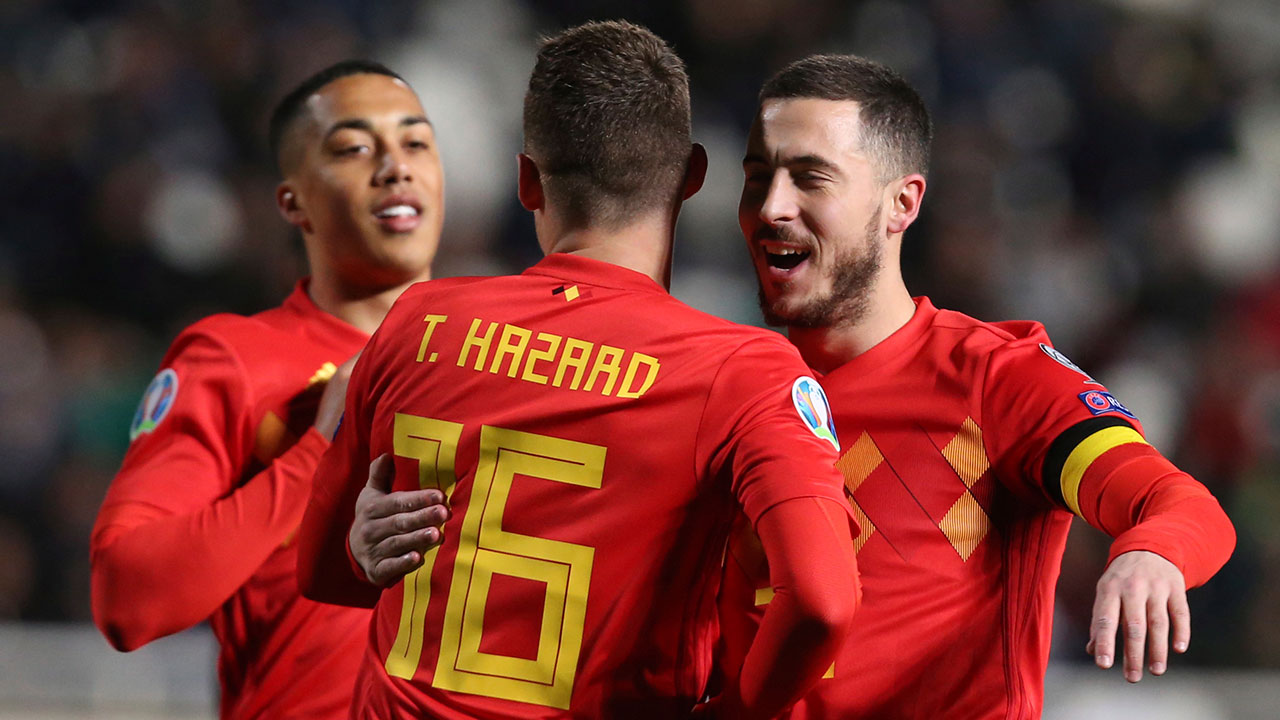 Hazard scores in 100th game as Belgium beats Cyprus