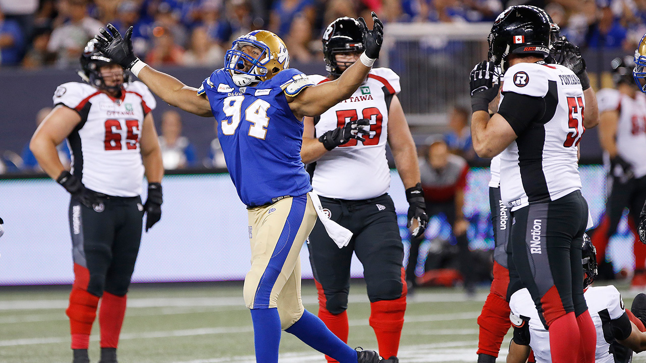 Blue Bombers crush Redblacks to stay perfect on season