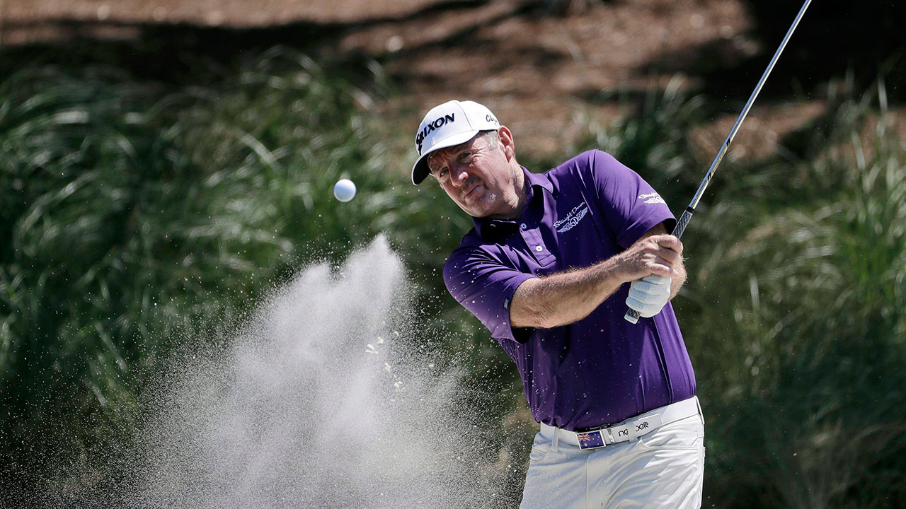 Rod Pampling eagles 18th, shares lead in Champions debut