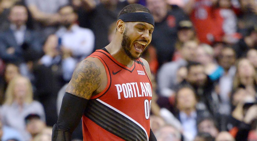 Carmelo Anthony leads Trail Blazers over short-handed Raptors ...