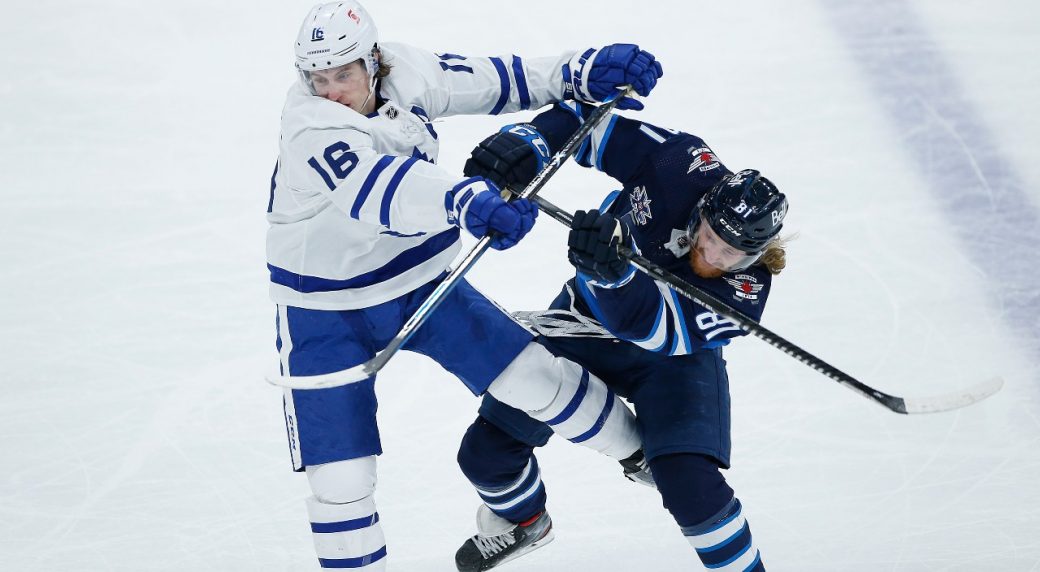 Marner scores 100th career goal as Leafs sweep two-game series vs. Jets