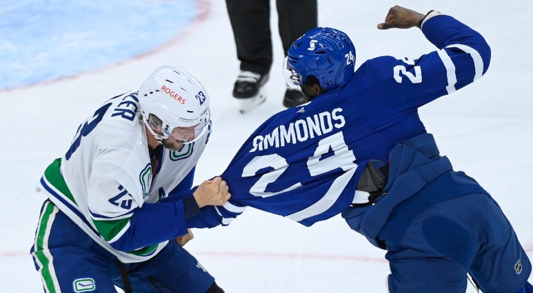 Maple Leafs fight for playoff roles; Simmonds fights for Hyman