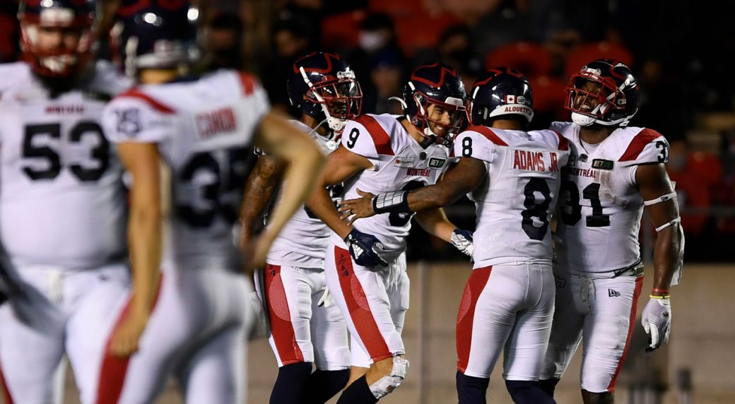 Adams Jr. throws four touchdown passes, leads Alouettes over Redblacks