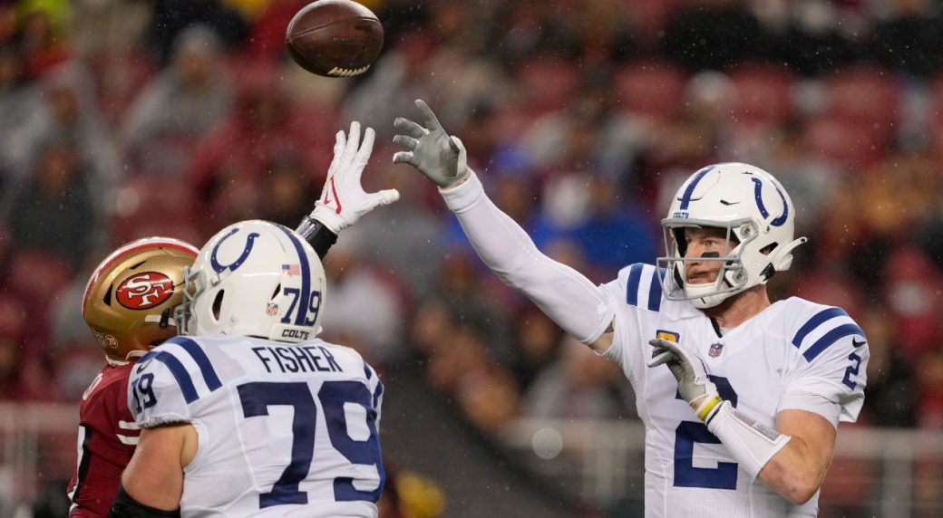 Wentz leads Colts to rain soaked road win over 49ers