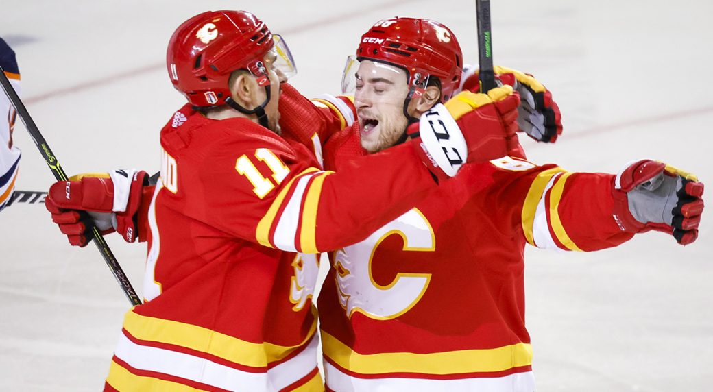 Flames set franchise playoff record amid frenetic start to Battle of ...