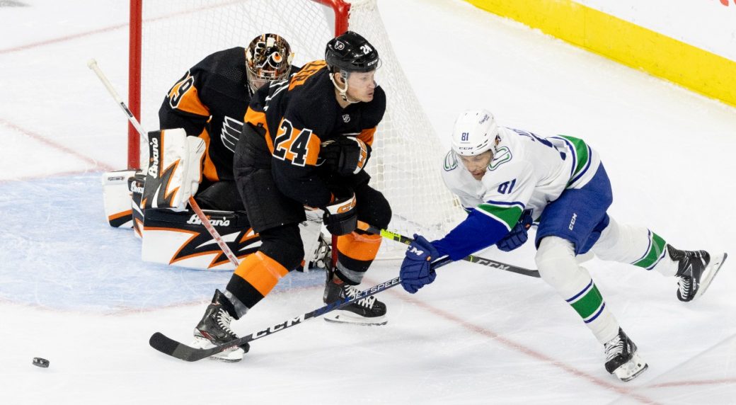 Flyers score three unanswered goals, Canucks remain winless to start ...
