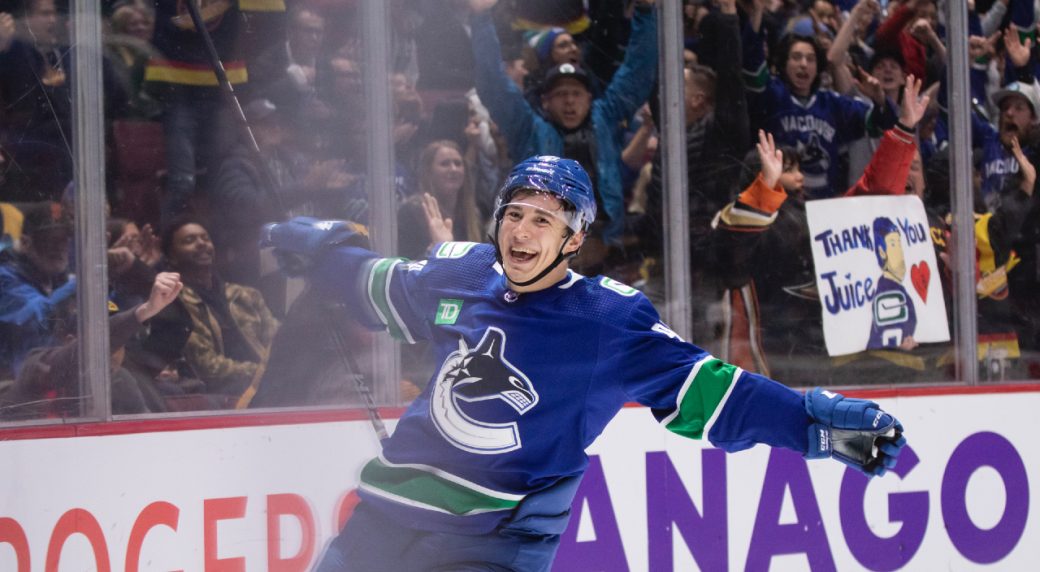 Kuzmenko nets first NHL hat trick as Canucks down Ducks