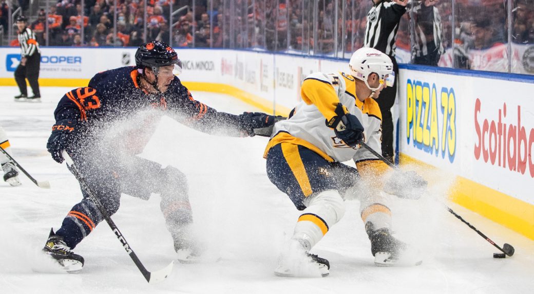 Kane scores three as surging Oilers pound Predators