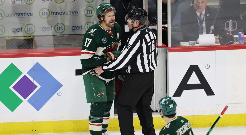 Wild's Foligno booted out for knee-on-knee hit on Stars' Faksa
