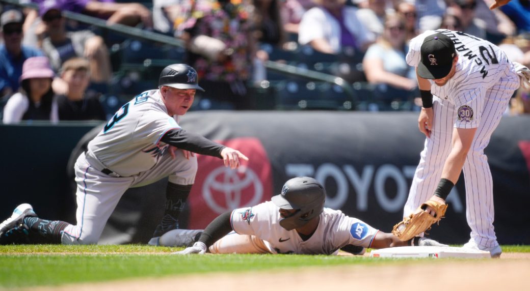 Marlins third base coach Jody Reed fractures leg when struck by foul ball