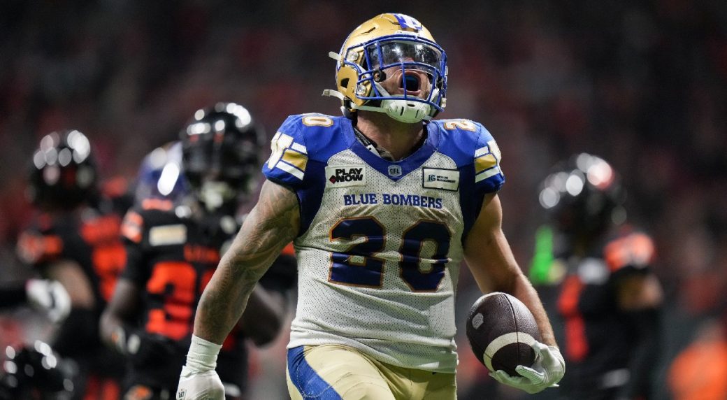 Blue Bombers RB Brady Oliveira named CFL’s Most Outstanding Canadian