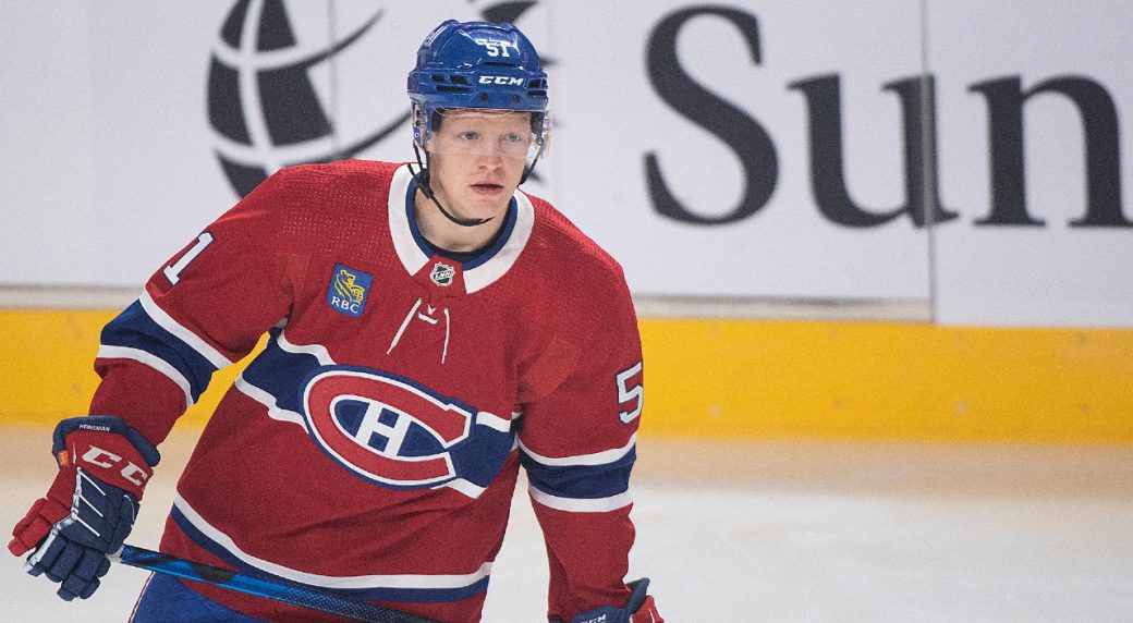 Canadiens' Heineman slotting back into lineup for game vs. Rangers