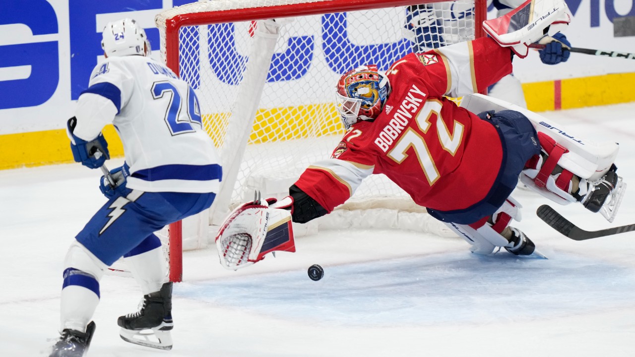 NHL Plays of the Week: Bobrovsky dives blindly backwards for insane ...