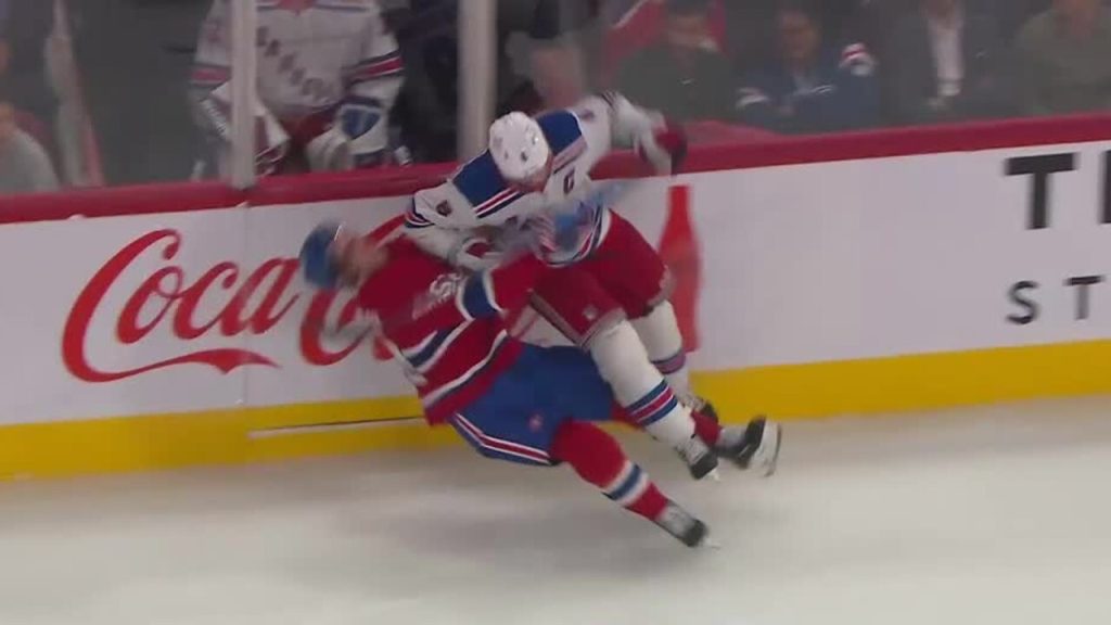 Rangers’ Trouba flattens Canadiens’ Barron with crushing hit