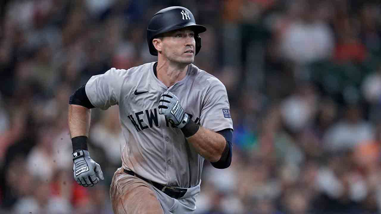 Yankees' Jon Berti makes first pro start at first base in Game 2 vs ...