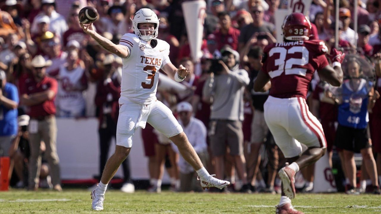 Ewers returns as No. 1 Texas beats No. 18 Oklahoma Red River Rivalry ...