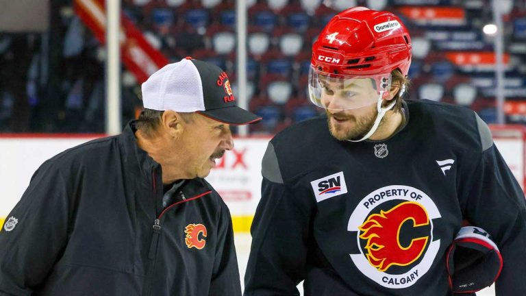 Gaudreau's father skates with Flames ahead of emotional return to ...