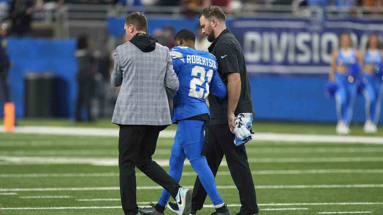 Lions CB Amik Robertson, Commanders G Sam Cosmi hurt in first half ...