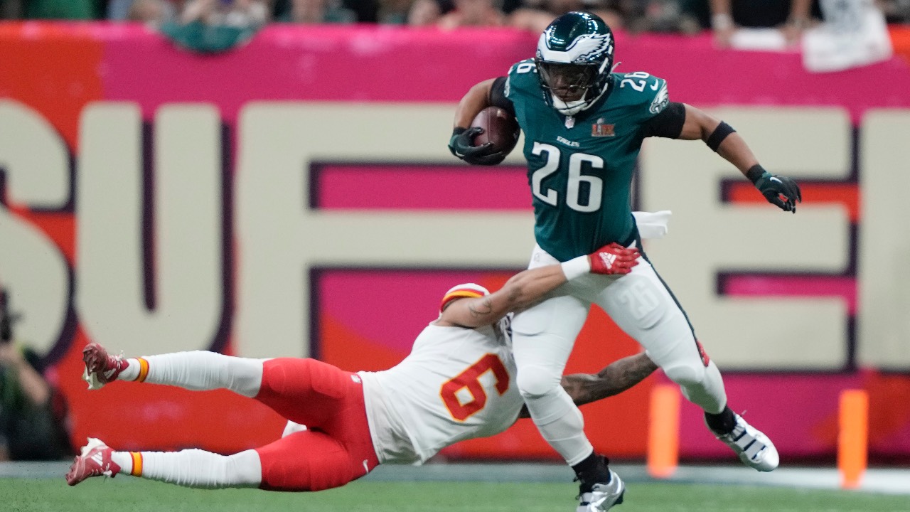 Eagles' Barkley sets single-season rushing yards record in Super Bowl ...