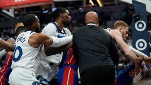 Timberwolves take down Pistons after melee leads to multiple ejections ...