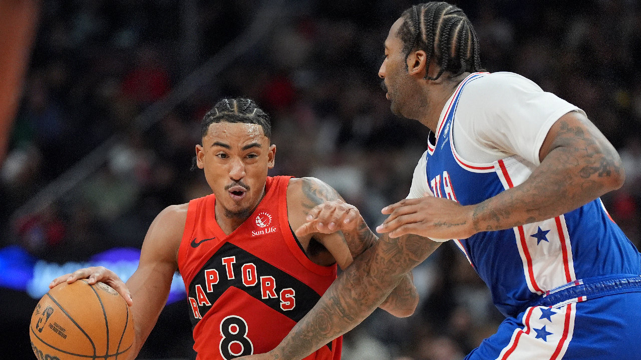Jared Rhoden's double-double leads Raptors past 76ers in first career ...