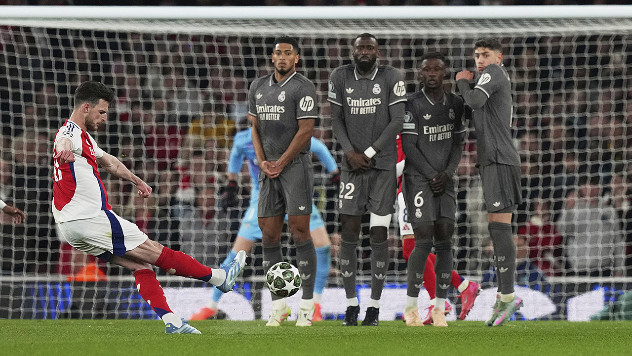 Rice curls in pair of free kicks as Arsenal beats Real Madrid in CL quarters - Sportsnet.ca