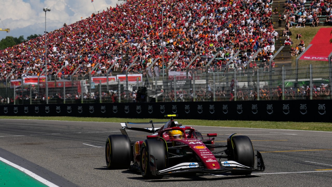 Lewis Hamilton celebrates fourth place which highlights Ferrari's tough ...