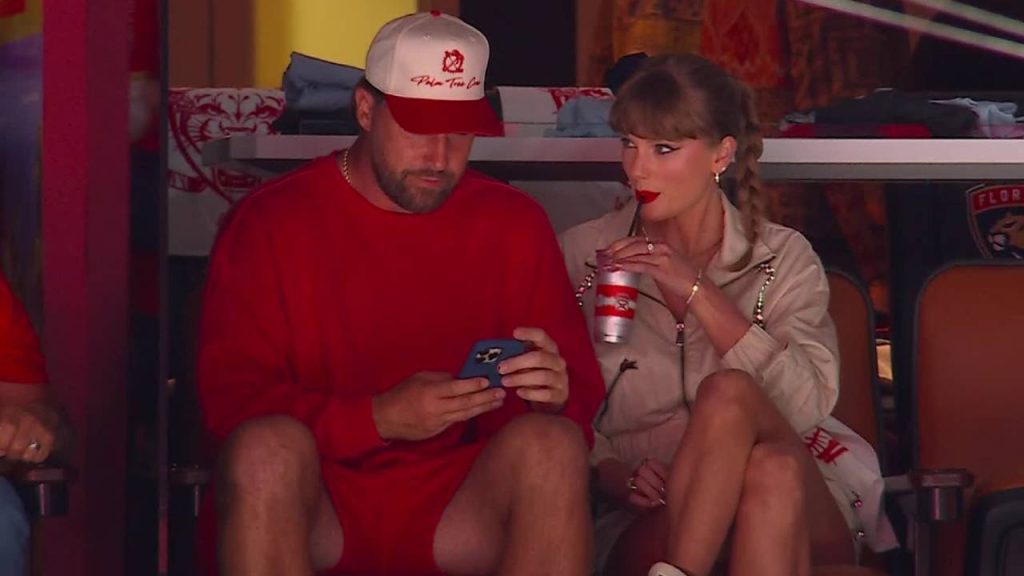 Megastars Travis Kelce and Taylor Swift attend Stanley Cup Final