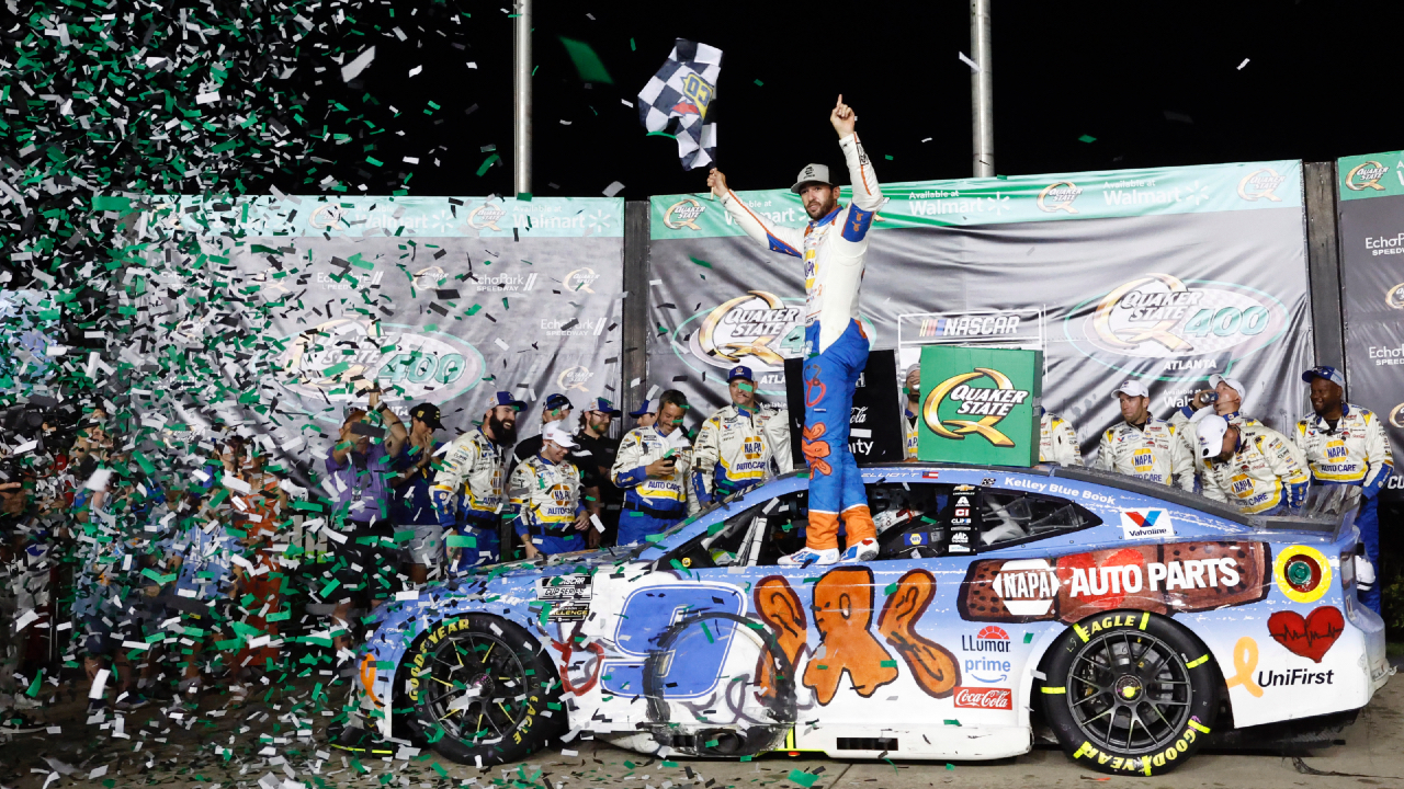 Chase Elliott passes Brad Keselowski on final lap to win NASCAR Atlanta ...