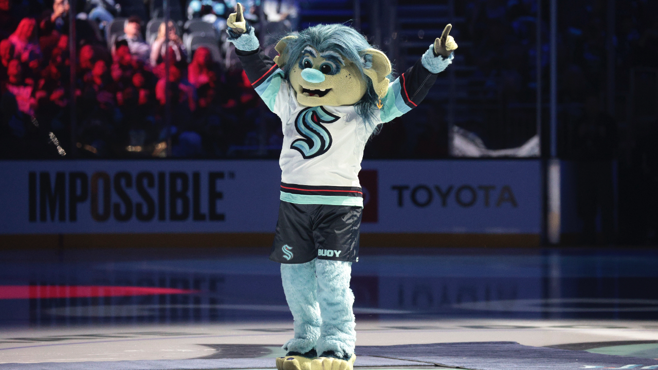 Kraken mascot has close encounter with bear during video shoot in ...