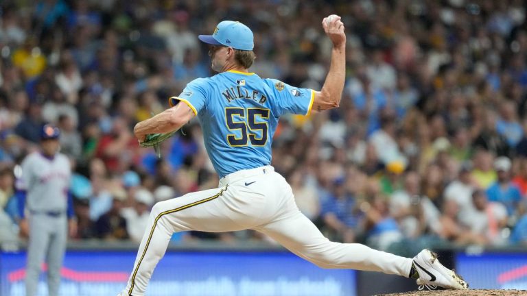 Brewers reliever Shelby Miller leaves game vs. Phillies with apparent ...