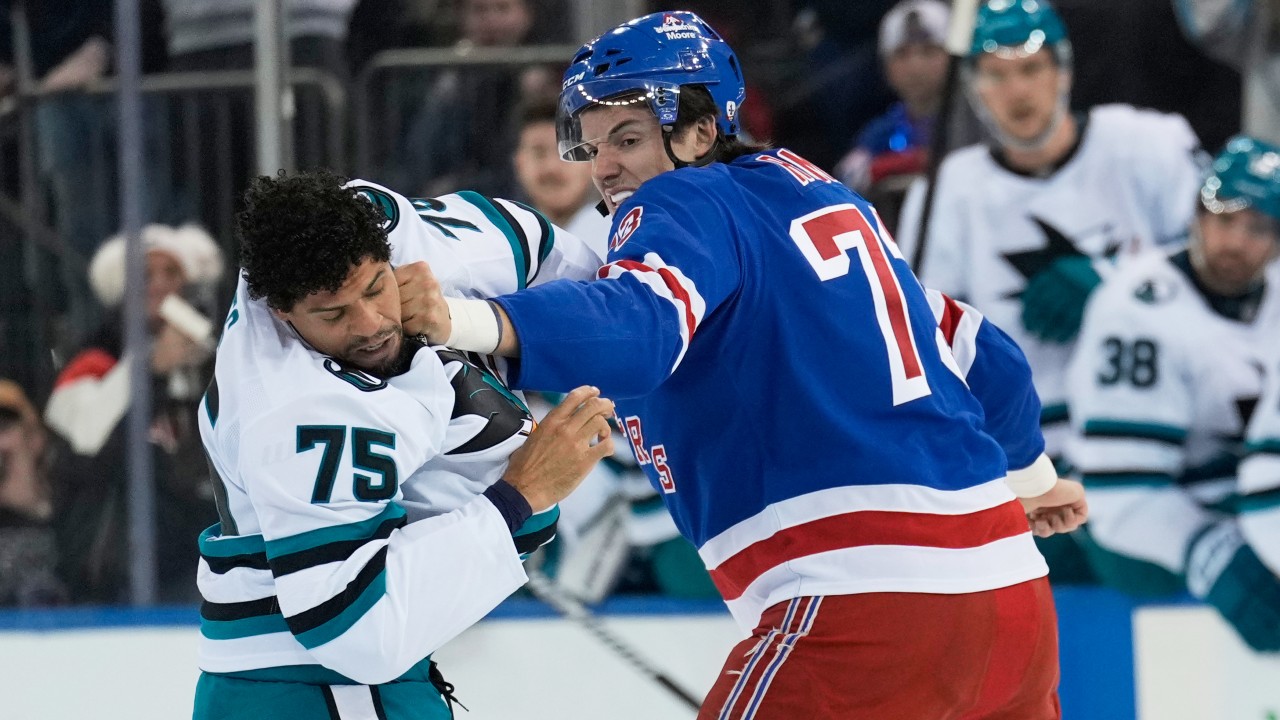 Rangers' Rempe exits with upper-body injury after tilt with Sharks ...