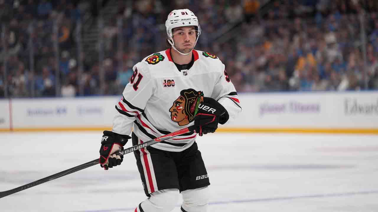 Blackhawks’ Frank Nazar out around four weeks after taking puck to face ...