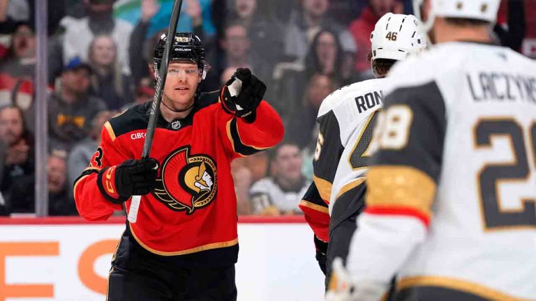 Senators' Halliday exits vs. Golden Knights after being hit into ...
